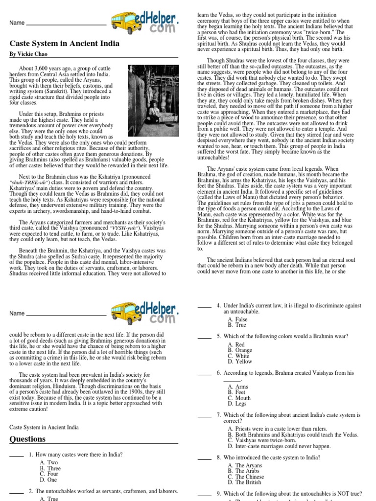 Caste System Overview in Ancient India | PDF | Caste | Indian Religions