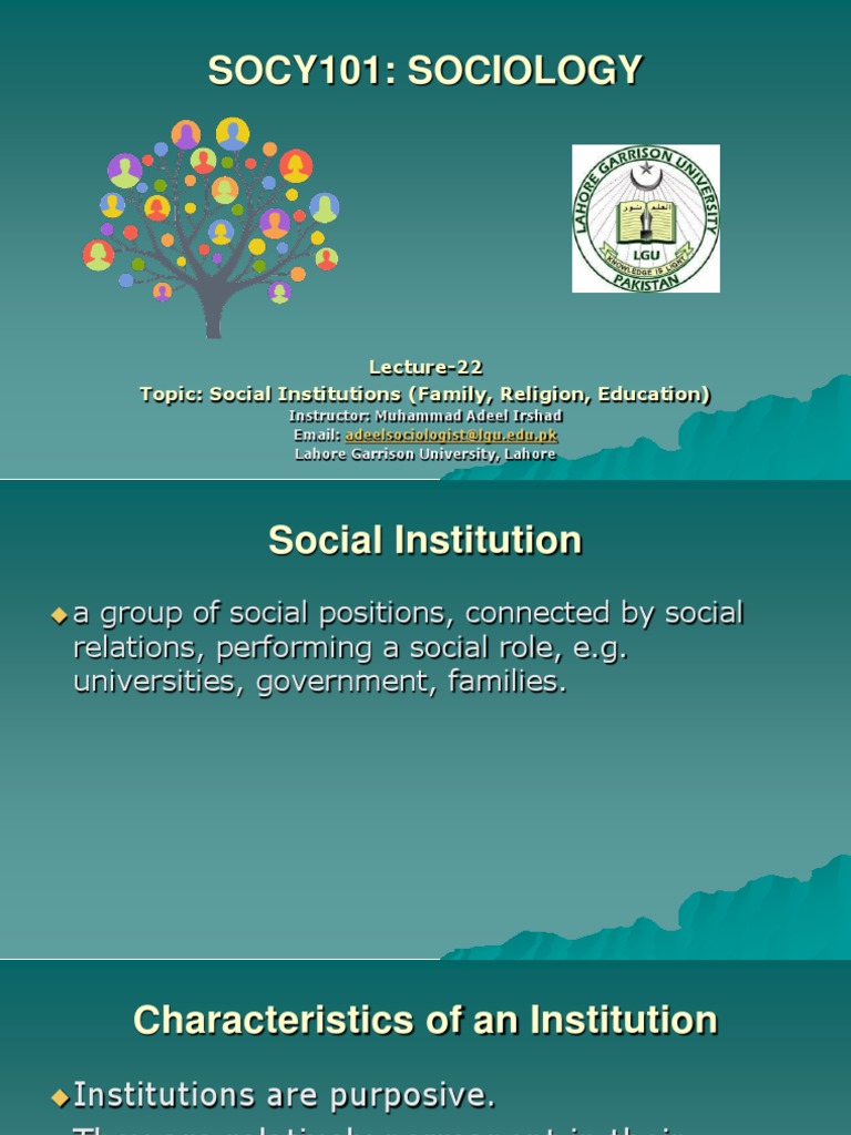 Lec 22 Social Institutions (Family, Religion, Education) | PDF | Family ...