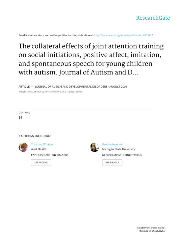 Joint Attention Training in Autism | PDF | Autism | Attention