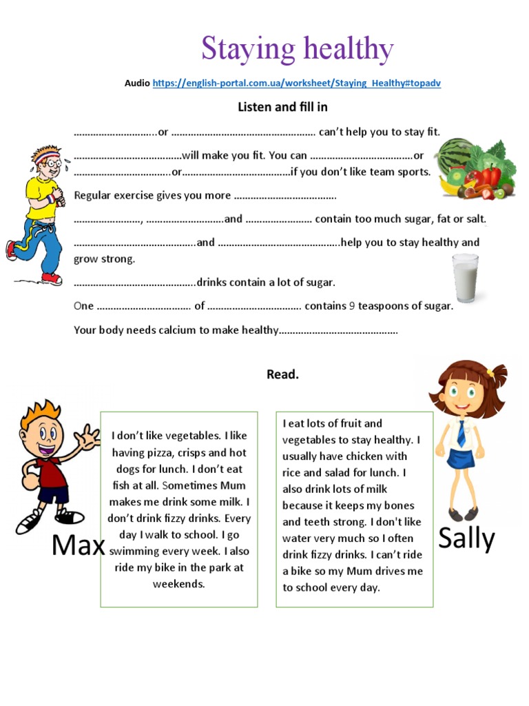 Staying Healthy Listening Reading Writing Fun Activities Games - 123457 ...