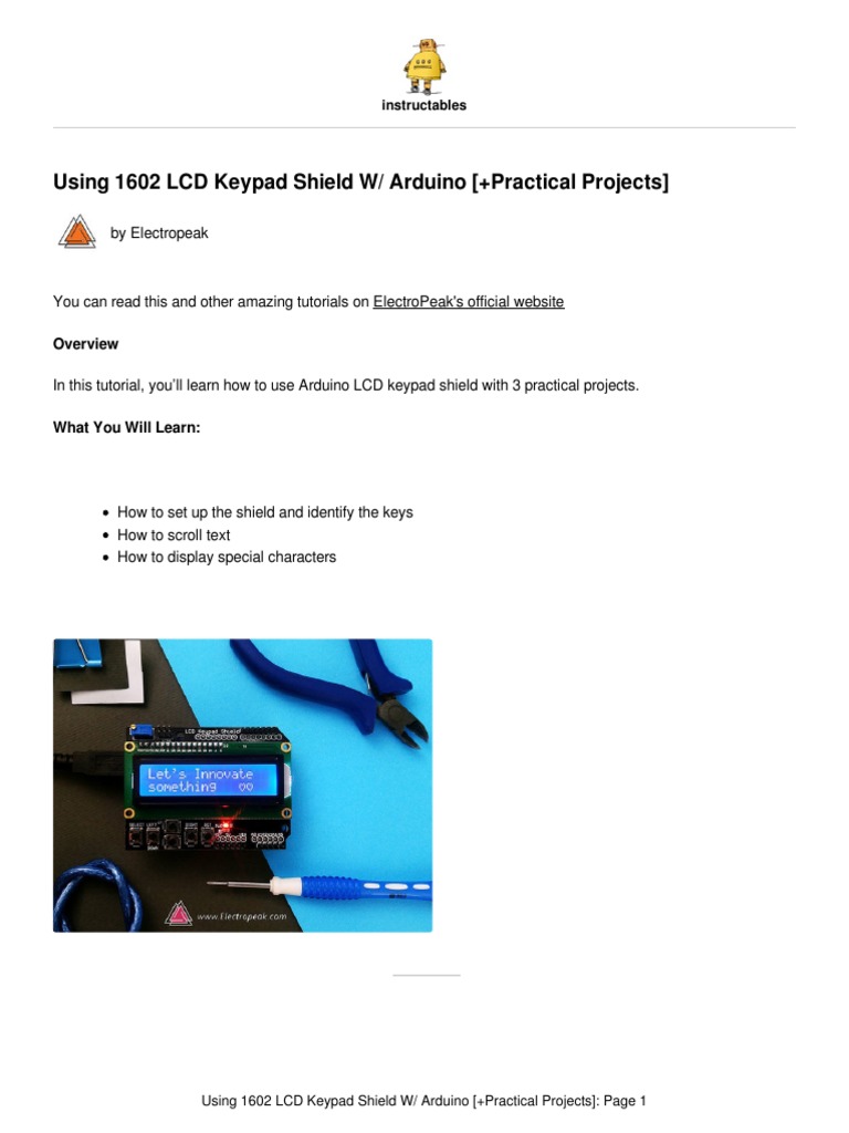 Using 1602 LCD Keypad Shield W Arduino Practical P | PDF