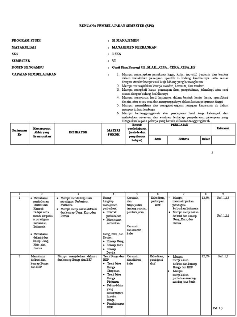 RPP, Rps Dan Kontrak Kuliah | PDF