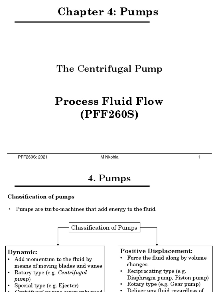 Chapter 4 - Process Fluid Flow (Pumps) | PDF | Pump | Classical Mechanics