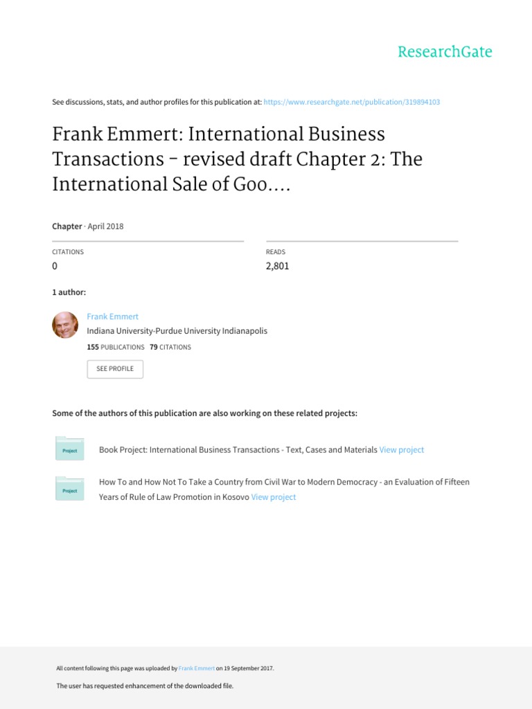 Frank Emmert: International Business Transactions - Revised Draft ...