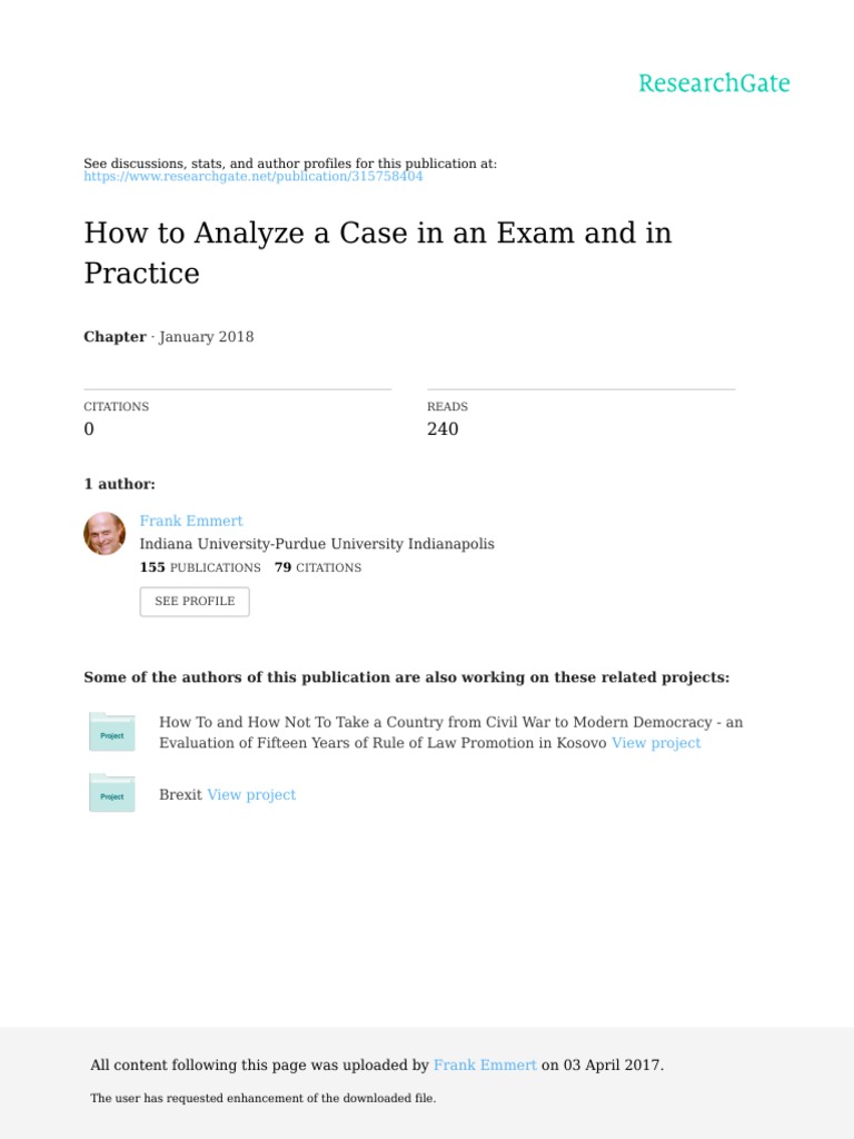How To Analyze A Case in An Exam and in Practice: January 2018 | PDF ...
