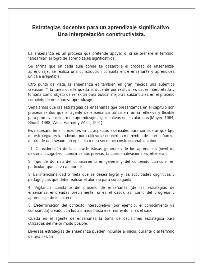 Citas Textuales Capitulo 5 Díaz Barrigas | PDF | Constructivismo (filosofía de la educación ...