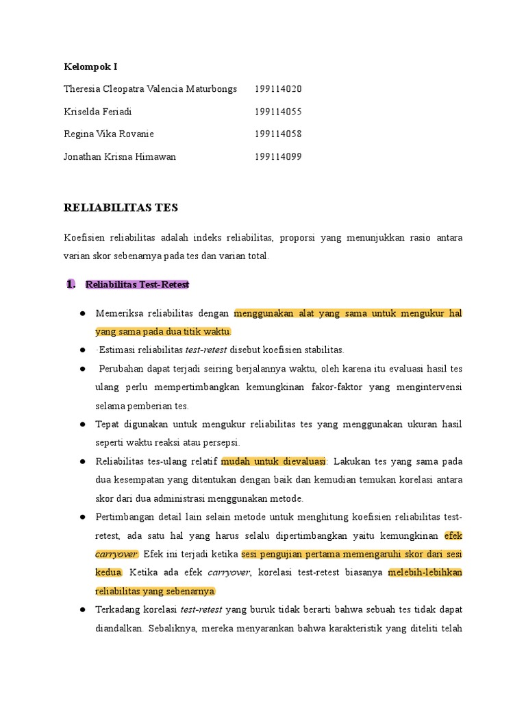 Reliabilitas dan Validitas Tes | PDF