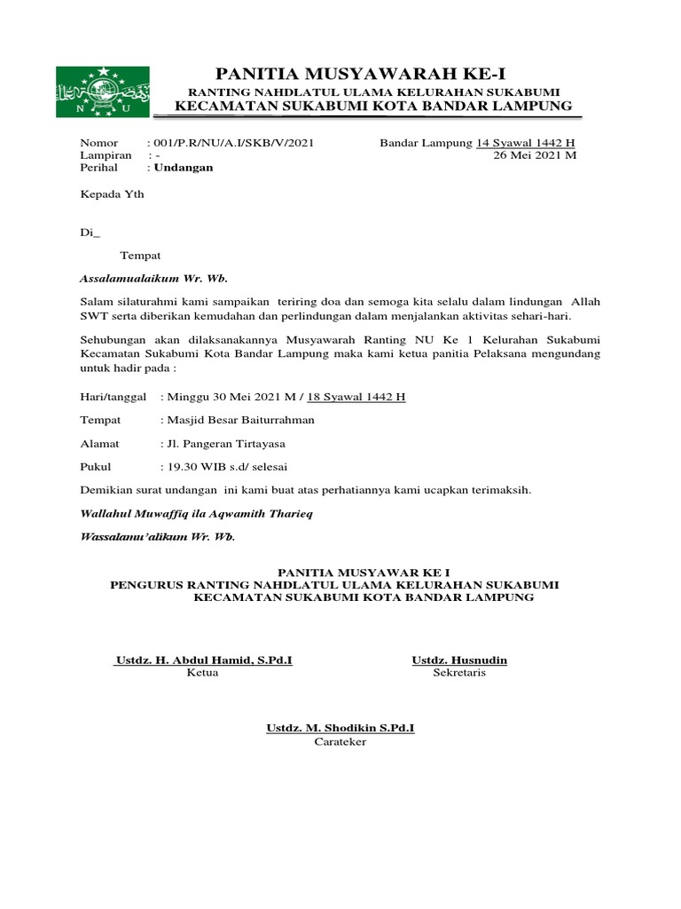 Undangan Ranting Nu KE I | PDF | Agama & Spiritualitas