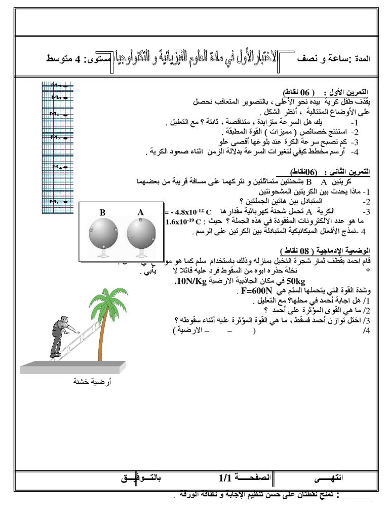 Dzexams 4am Physique t1 20161 246181 | PDF