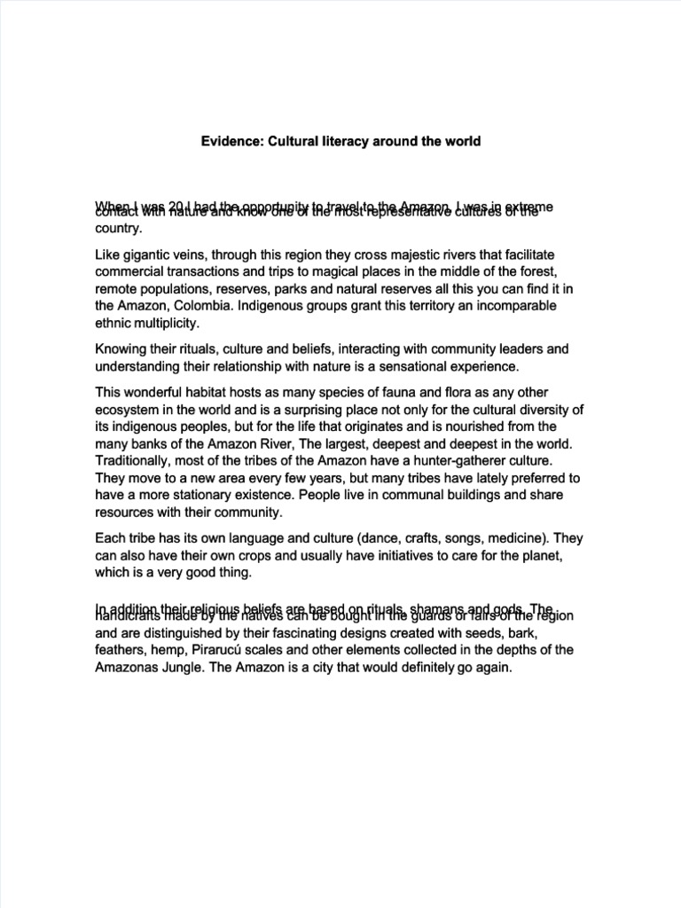 PDF Evidence Cultural Literacy Around The World DL | PDF