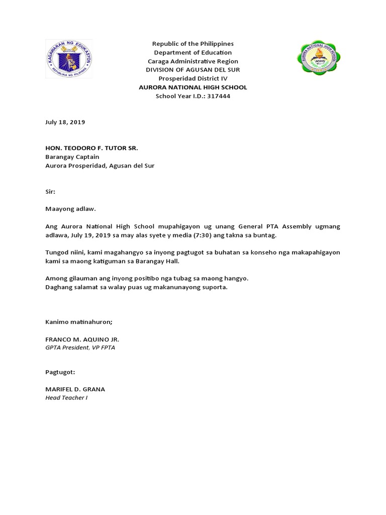 Letter To Kapitan | PDF