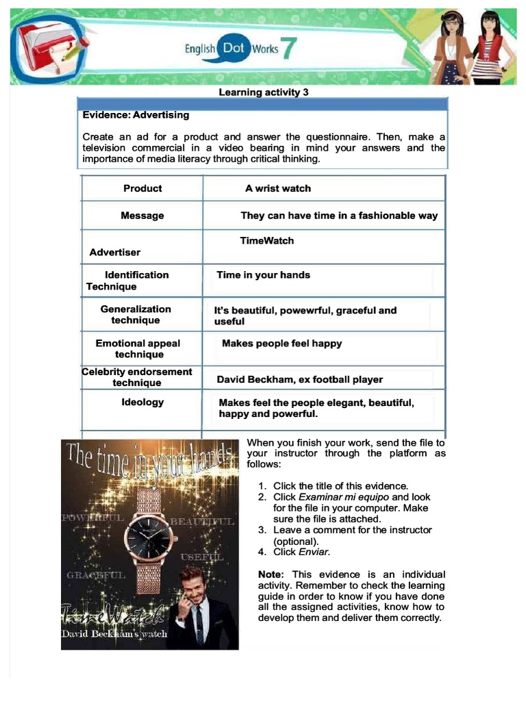 Create an Ad and Media Literacy Analysis | PDF