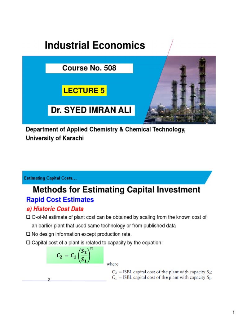 Estimating Capital Investment in Engineering | PDF | Capital (Economics ...