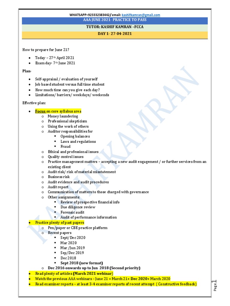 ACCA AAA June 2021 | PDF | Financial Audit | Auditor's Report
