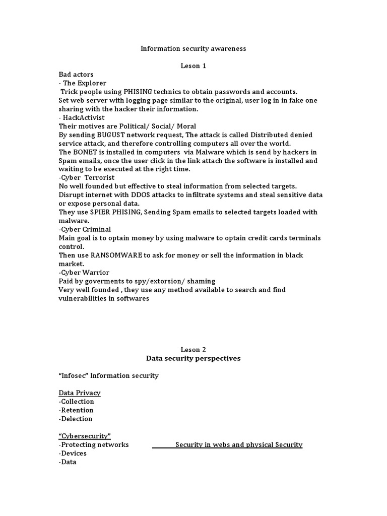 Information Security Awareness | PDF | Computer Security | Security