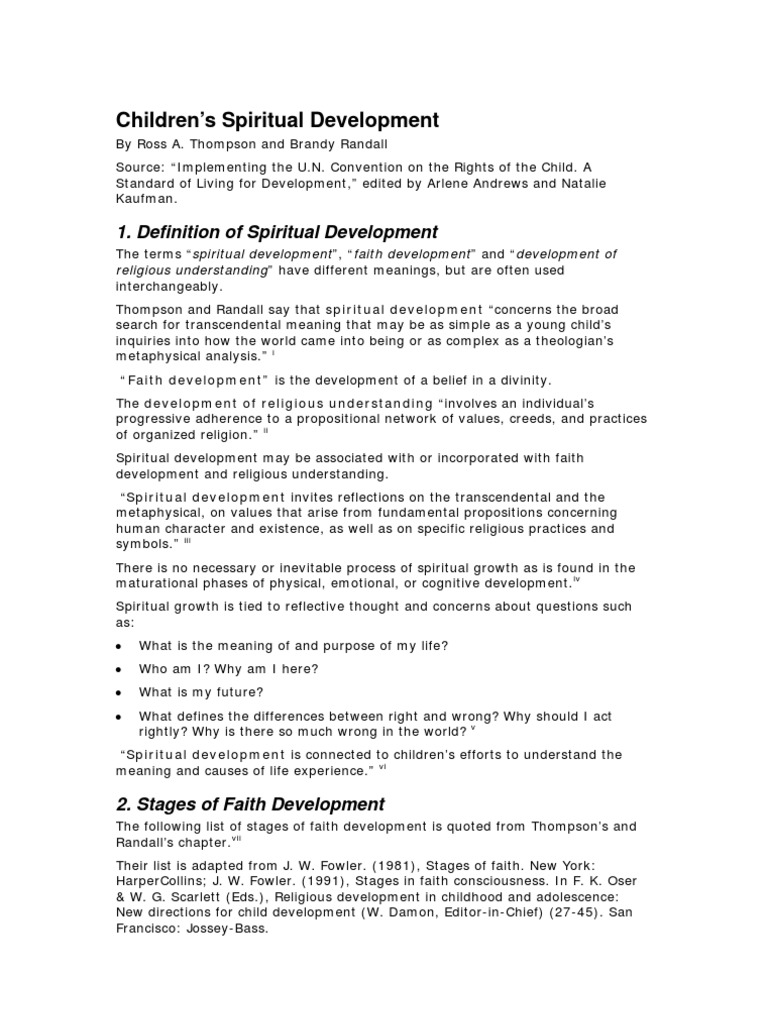 Stages of Children's Spiritual Development | PDF | Spirituality | Faith