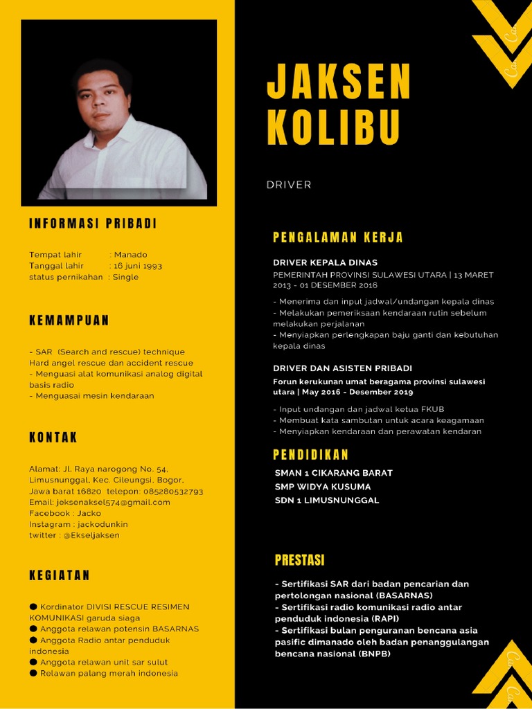 CV Lamaran Driver | PDF