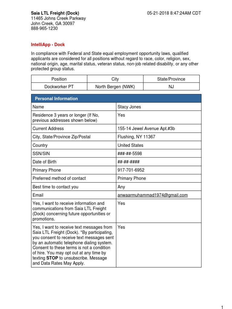 Intelliapp - Dock: Saia LTL Freight (Dock) | PDF | Credit Bureau ...