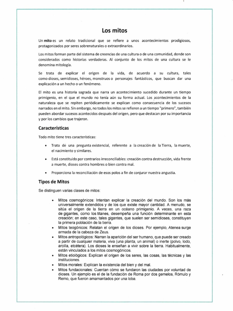Mitos-Explicación | PDF | Mitología | Religión y creencia