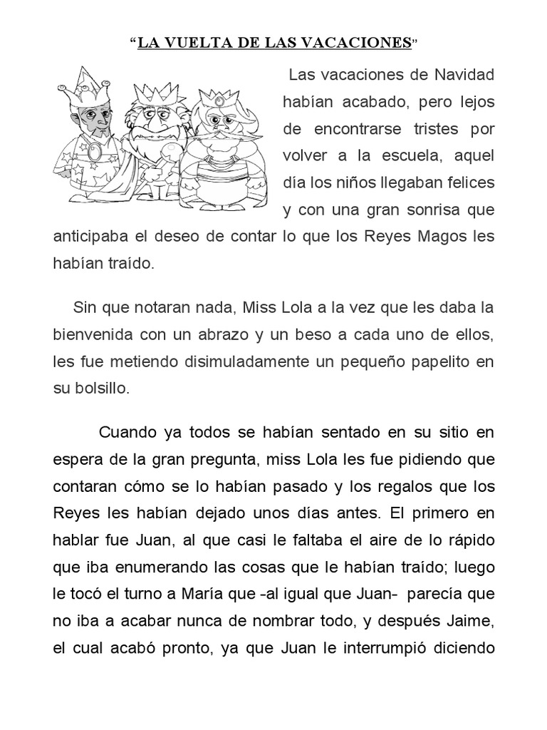 La Vuelta de Vacaciones Comprensión Lectora. | PDF