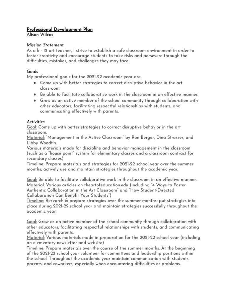 PD Plan | PDF | Career & Growth