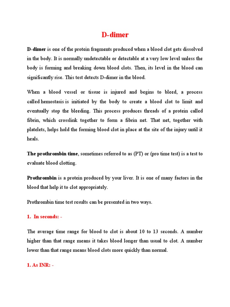 D-Dimer 12 | PDF | Coagulation | Thrombus