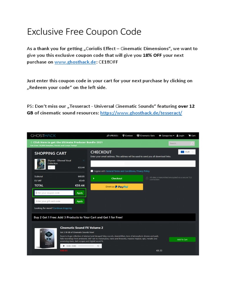 Exclusive Free Coupon Code: 18% OFF Your Next | PDF