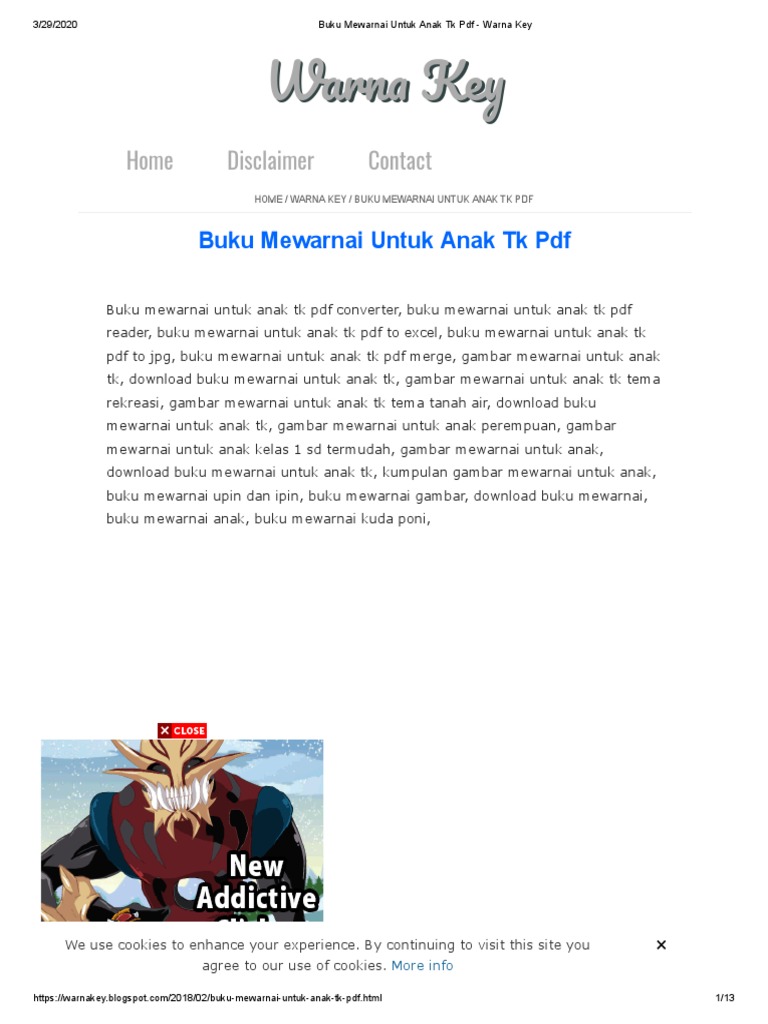 Buku Mewarnai Untuk Anak TK PDF - Warna Key | PDF