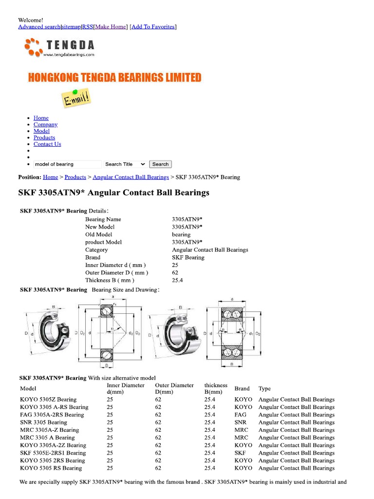 SKF 3305ATN9 - Bearing, SKF 3305ATN9 - Bearing Dimensions | PDF