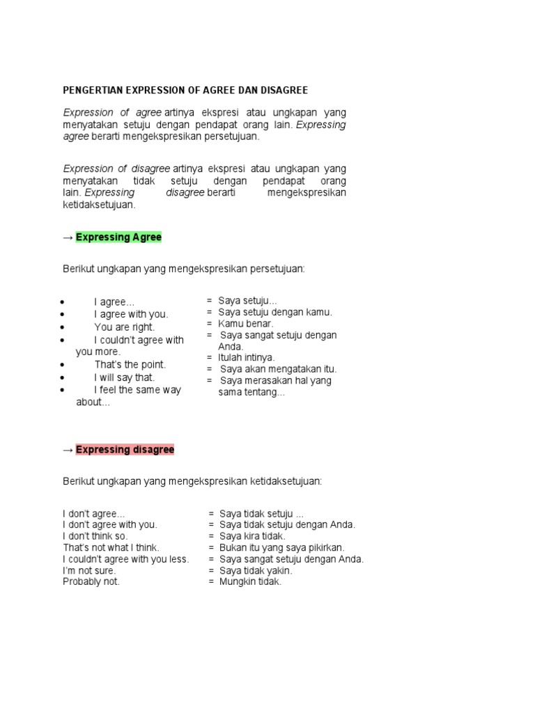 Pengertian Expression of Agree Dan Disagree | PDF