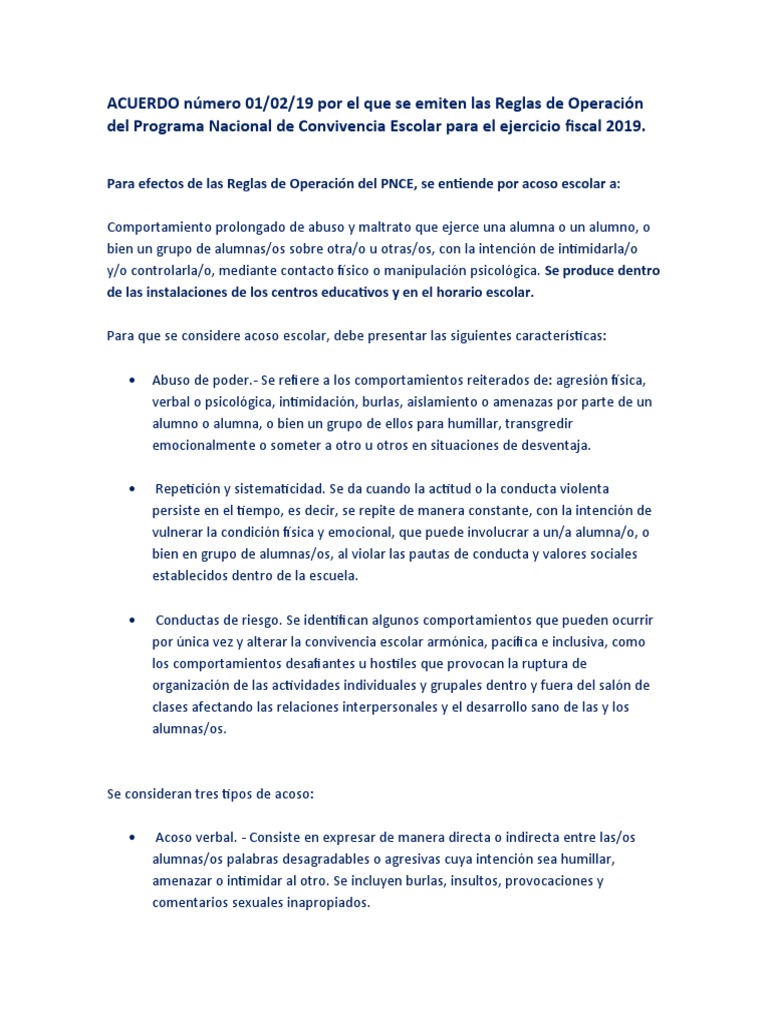 Acuerdo 010219 PNCE - Resumen y Preguntas | PDF | Educación primaria ...