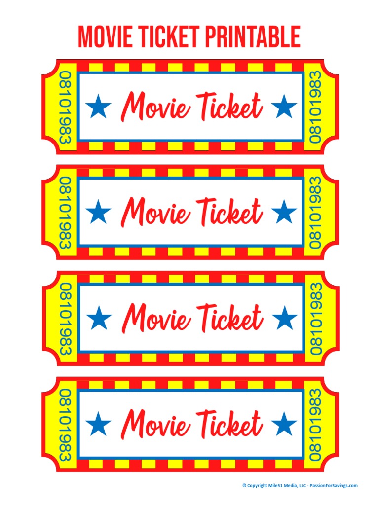 Movie Ticket Printable | PDF
