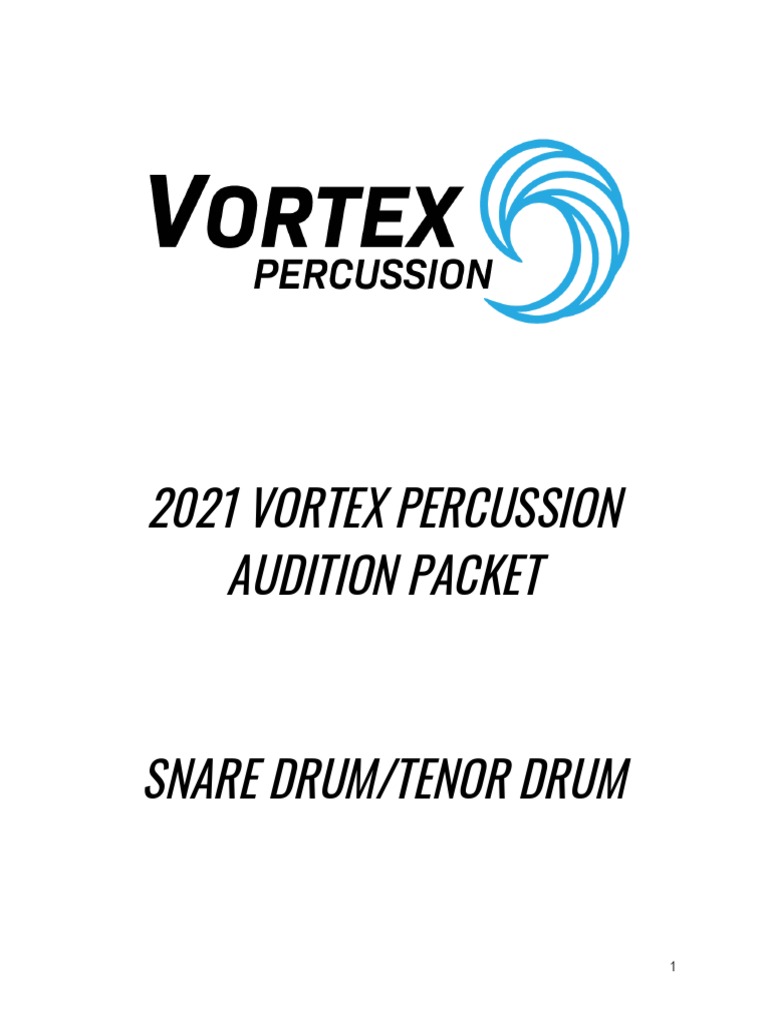 Vortex Percussion Audition Packet Snare Drum Tenor Drum | PDF ...