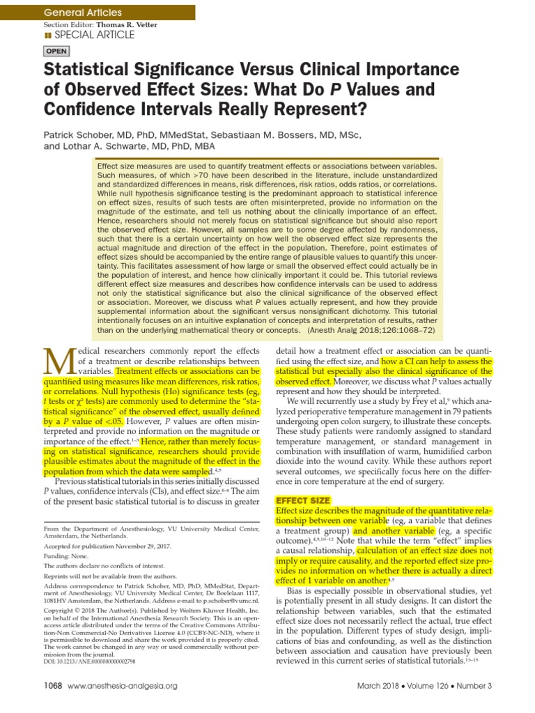 Statistical Significance Versus Clinical Importance | PDF | Effect Size ...