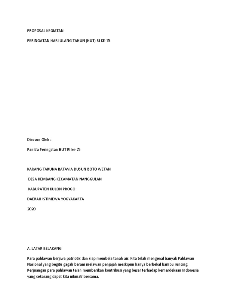 Proposal Kegiatan 17 Agustus | PDF | Perjalanan