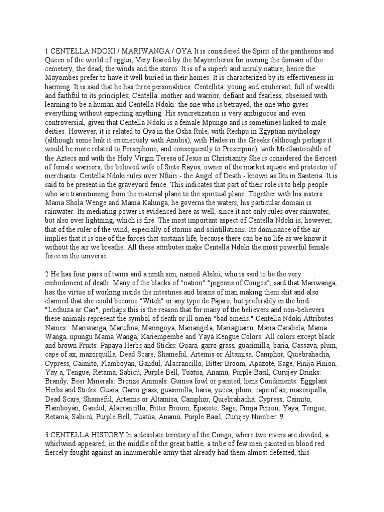 Centella Ndoki: Mariwanga: Oya | PDF | Nature