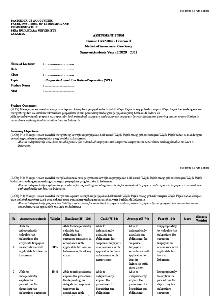 Assessment Form - TAXN6045 2020.2 | PDF | Economy Of Asia | Taxes