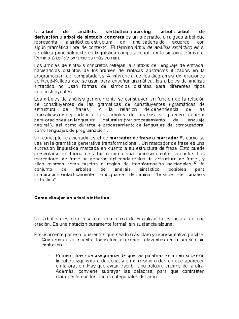 Derivación o Árbol de Sintaxis Concreta Es Un Ordenado, Arraigado Árbol ...