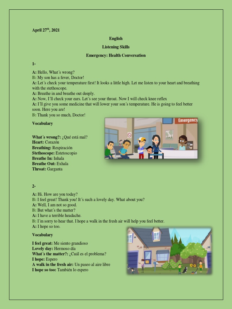 English - Conversation - Emergency, Health Problems | PDF