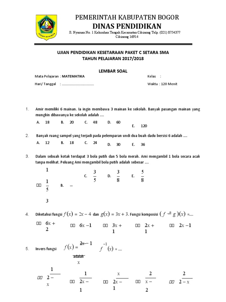 Soal Upk Matematika Paket C | PDF
