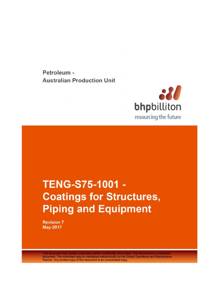 BHP - Table of Contents - List of Coatings For Structures, Piping and ...