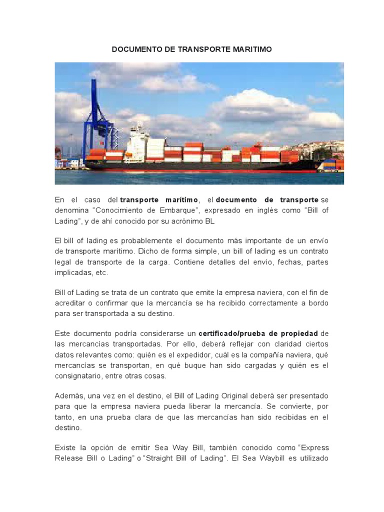 Documento de Transporte Maritimo | PDF