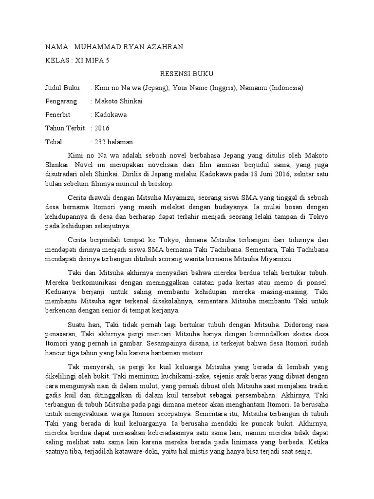 Tugas Ulasan Resensi B.indo | PDF