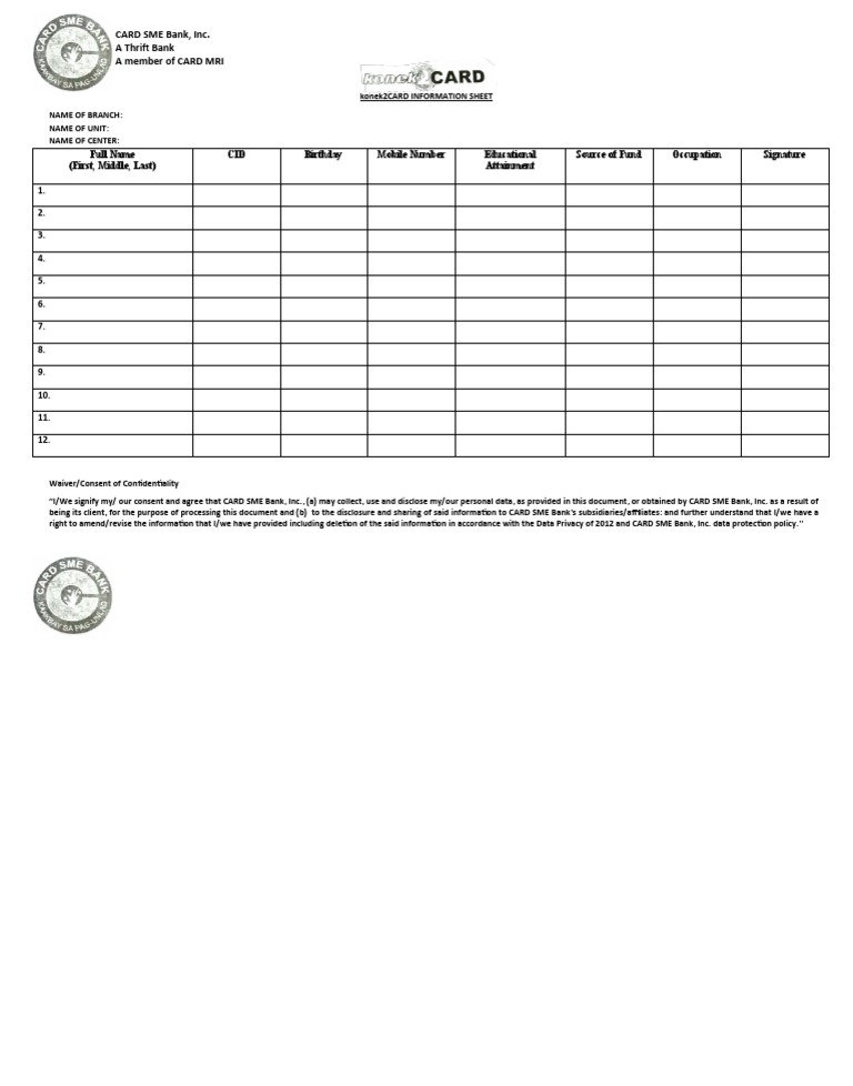 Konek2CARD Information Sheet | PDF