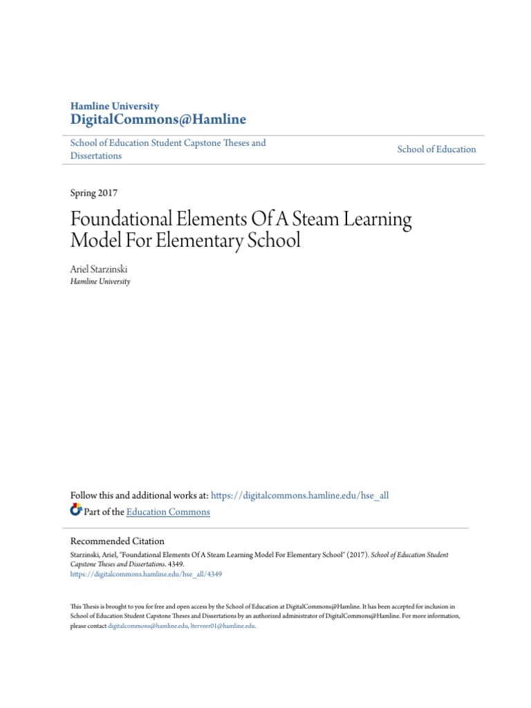 Foundational Elements of A Steam Learning Model For Elementary SC | PDF ...