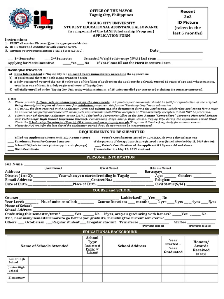 2019 TCU Applicant Form | PDF