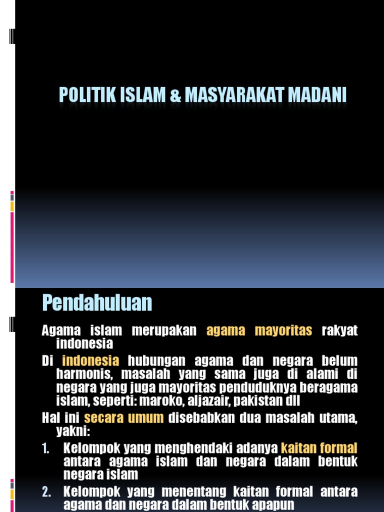 Politik Islam Dan Masyarakat Madani | PDF