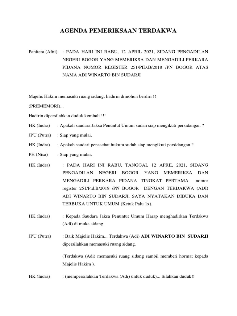 Sidang Pidana Adi Winarto | PDF