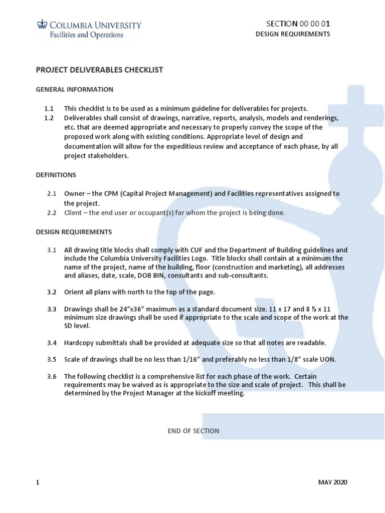 Project Deliverables Checklist: General Information | PDF | Duct (Flow ...
