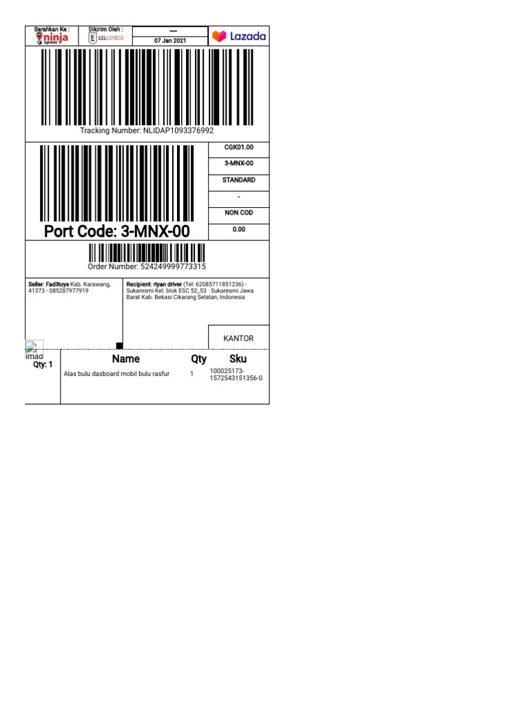 Port Code: 3-MNX-00: Name Qty Sku | PDF